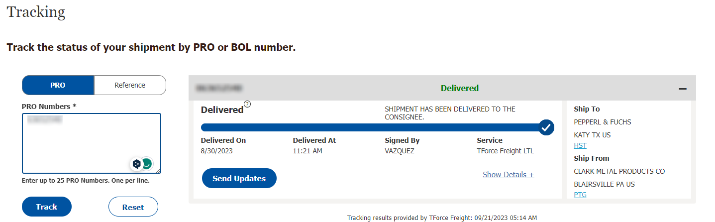 TForce Freight Tracking - TrackingMore